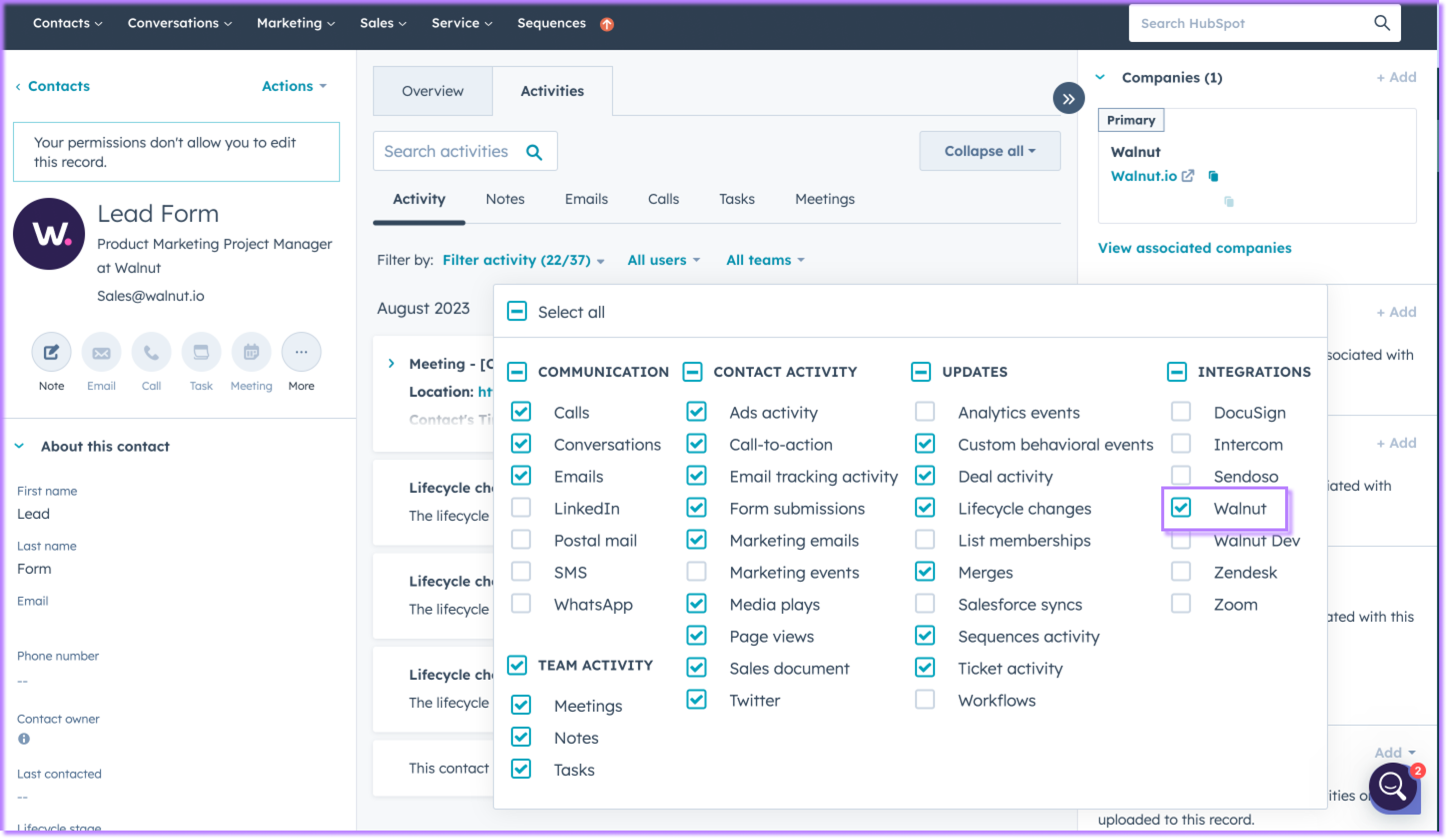 HubSpot – Walnut.io