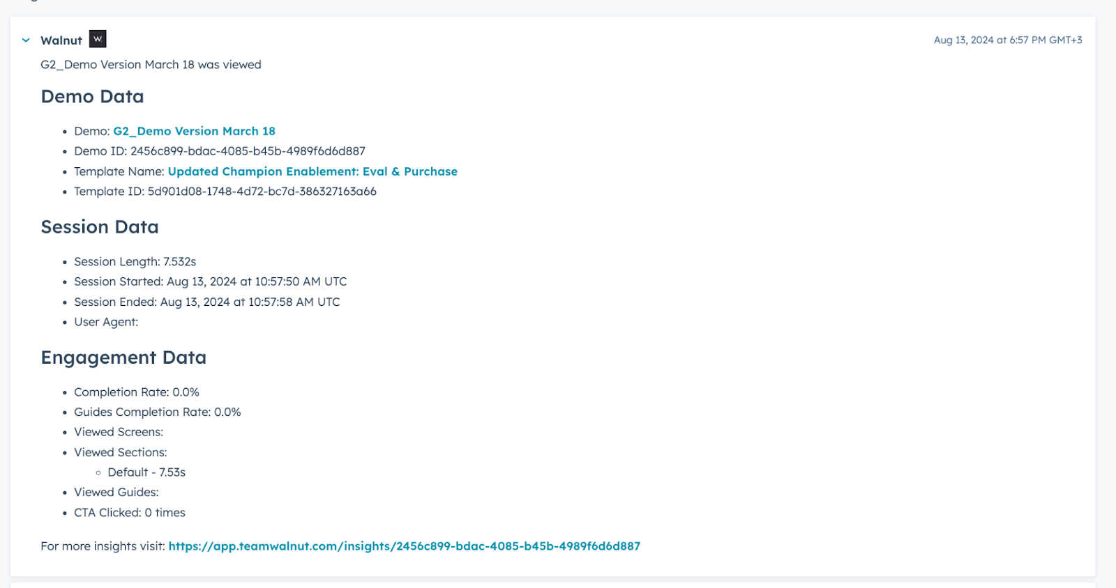 Sync Demo Data to HubSpot Deals – Walnut.io